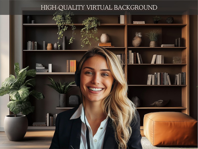 Modernes Regal Büro Hintergrund | Virtueller Hintergrund für Zoom/Microsoft Teams/Konferenzen ...