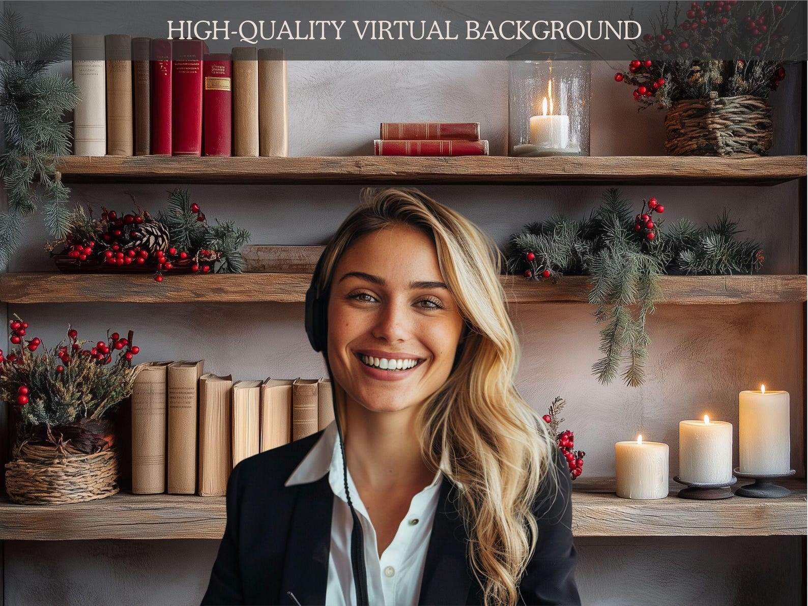 Cozy Winter Zoom Background | Christmas Virtual Backdrop | Home Office ...