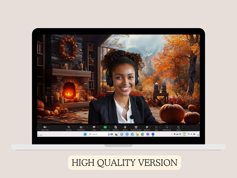 Zoom Backgrounds Rustic Fall Virtual Office Autumn Season Pumpkin Theme ...