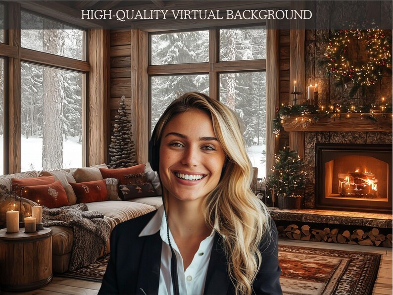 Christmas Zoom Backgrounds | Rustic Winter Cabin | Realistic Home ...