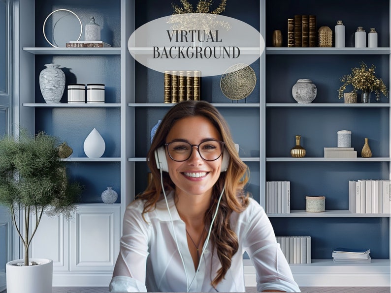 Modern Shelving Office Zoom Background | Virtual Background for Zoom/ Microsoft Teams ...