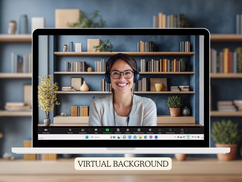 Virtual Background for Zoom and Teams Virtual Meetings | Minimalist Modern Home Office With ...