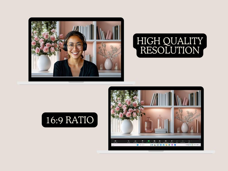 Chic Office Decor Virtual Office Background Zoom Home Office Virtual ...