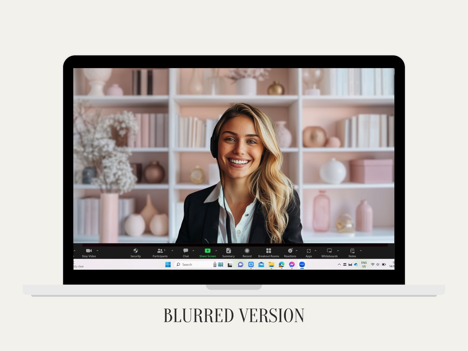 Blush Bookshelf Zoom Background, Cozy Home Office Backdrop (digital ...