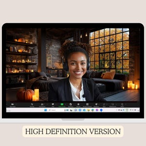 Autumn Zoom Background | Halloween Virtual Backdrop | Cozy Pumpkin ...