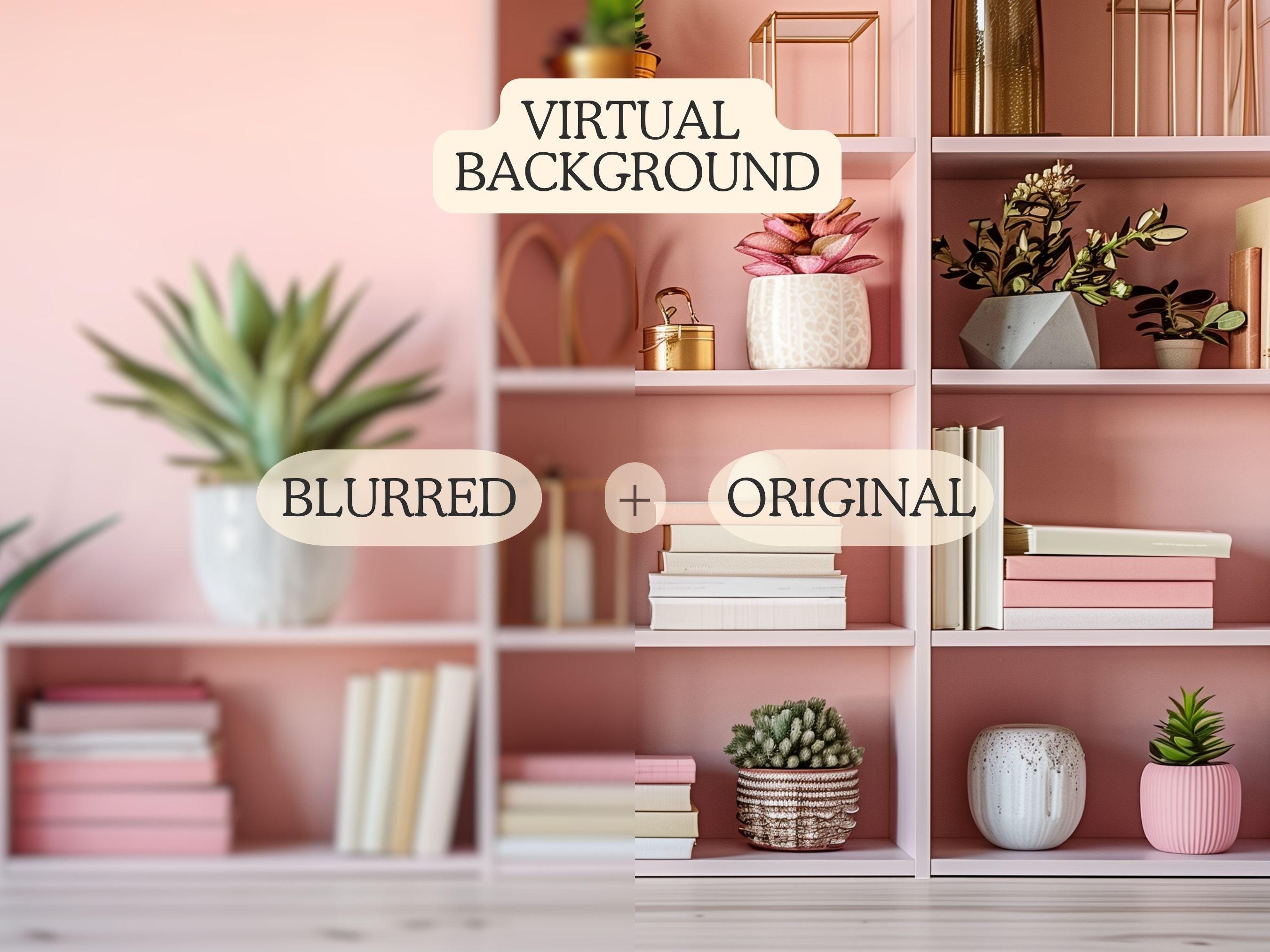 Zoom Background, Pink Backdrop, Zoom Background Home Office, Bookshelf ...