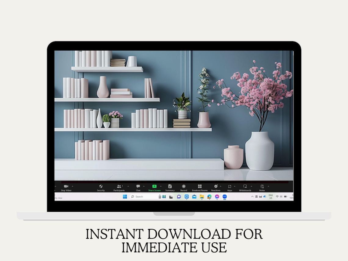 Background, Zoom Background Modern Home Office, Bookshelf Background ...