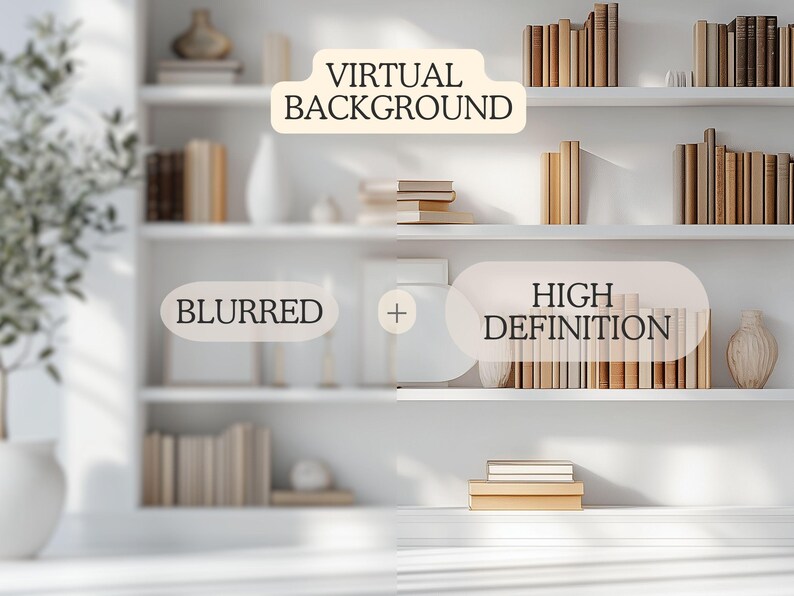 Virtual Background White Modern Shelving Digital Backdrop for Zoom ...