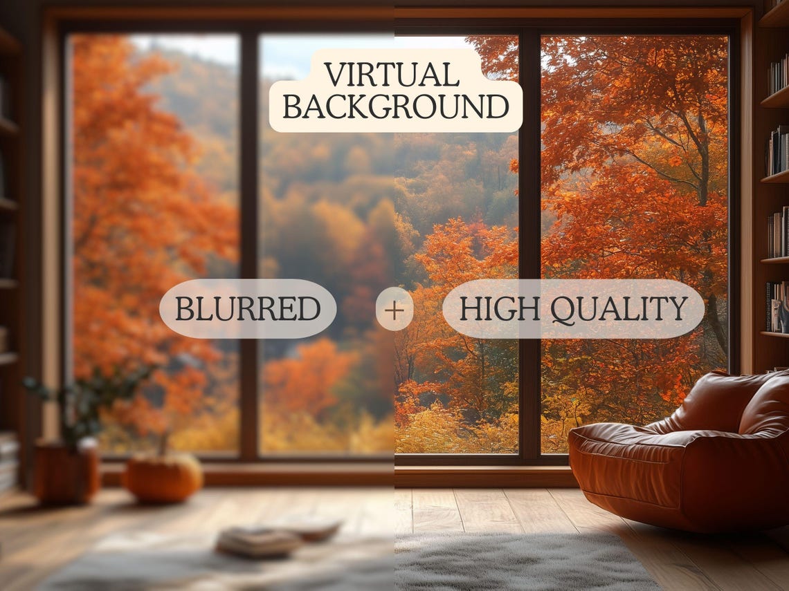Fall Trees Window Zoom Background | Autumn Scenic Backdrop (digital ...