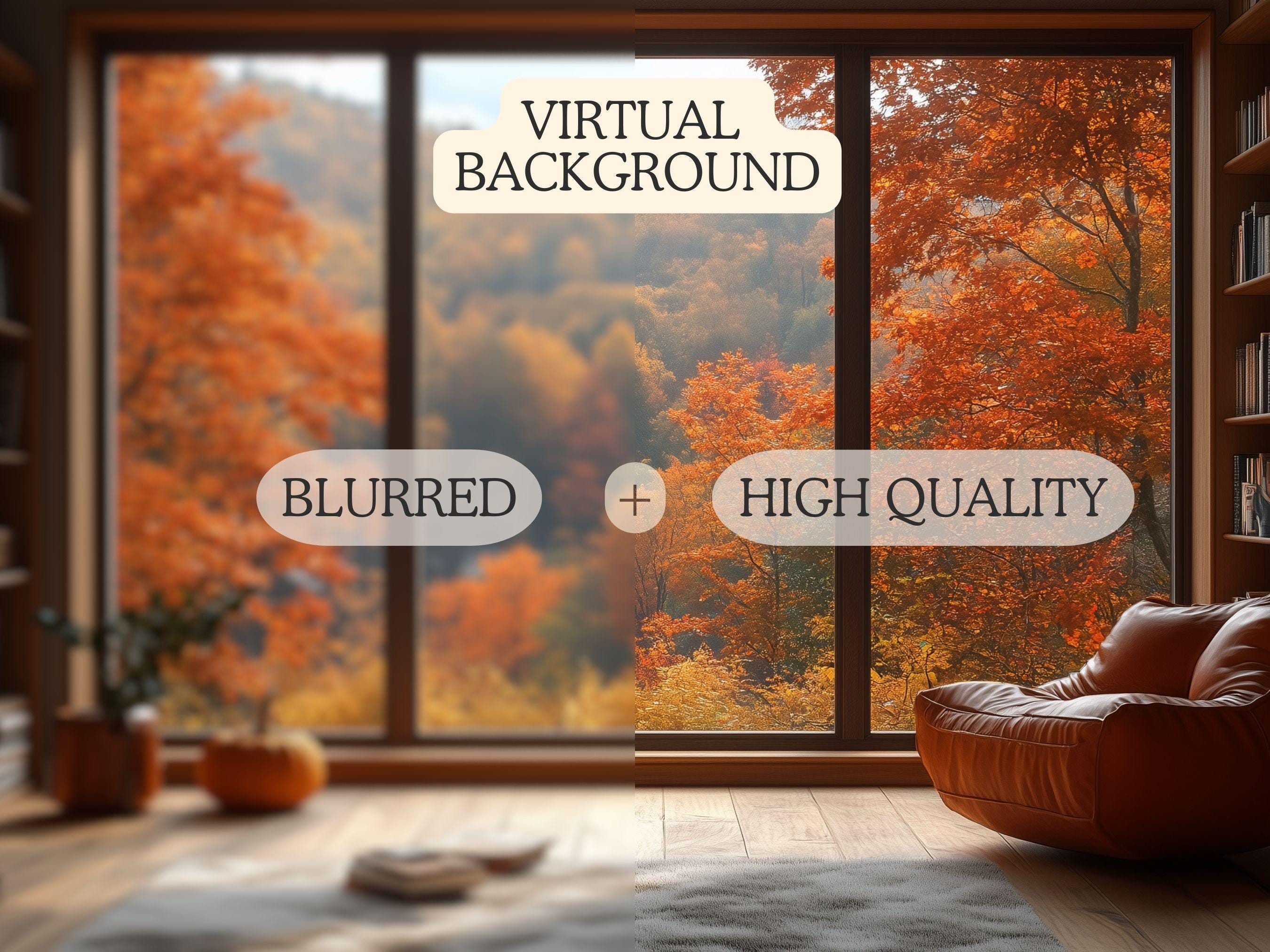 Fall Trees Window Virtual Background | Autumn Scenic Backdrop for Zoom ...