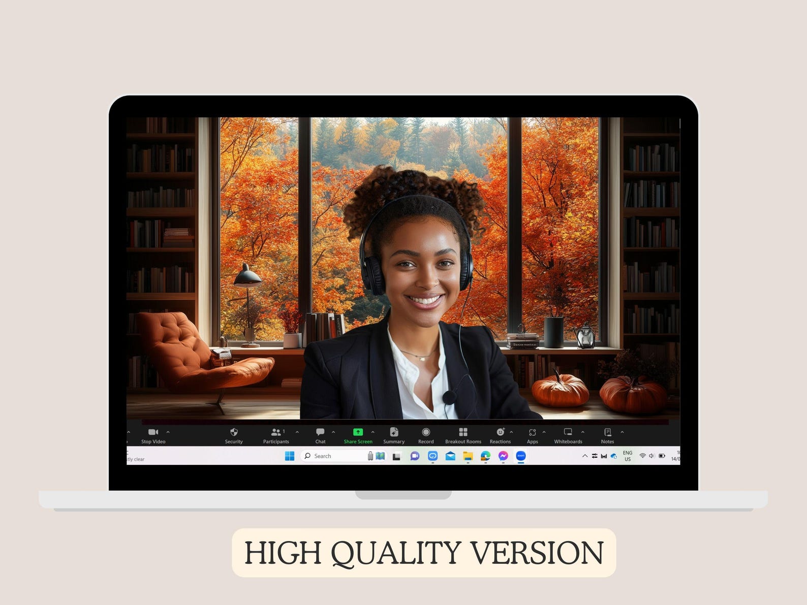 Fall Trees Window Virtual Background | Cozy Autumn Zoom Backdrop ...