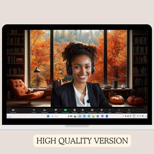 Fall Trees Window Virtual Background | Cozy Autumn Zoom Backdrop ...