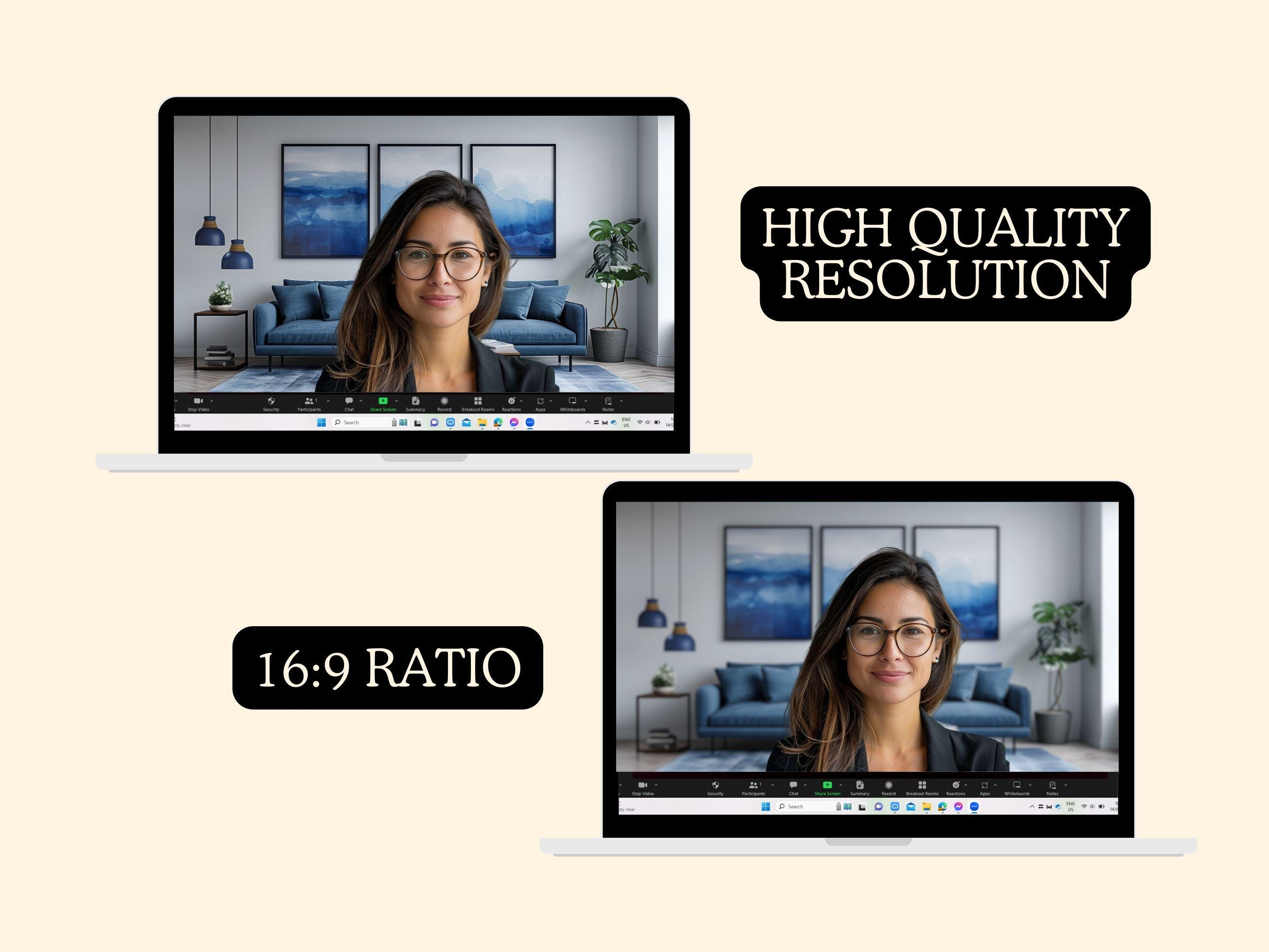 Modern Blue Zoom Background for Home Office - Virtual Meeting Backdrop ...