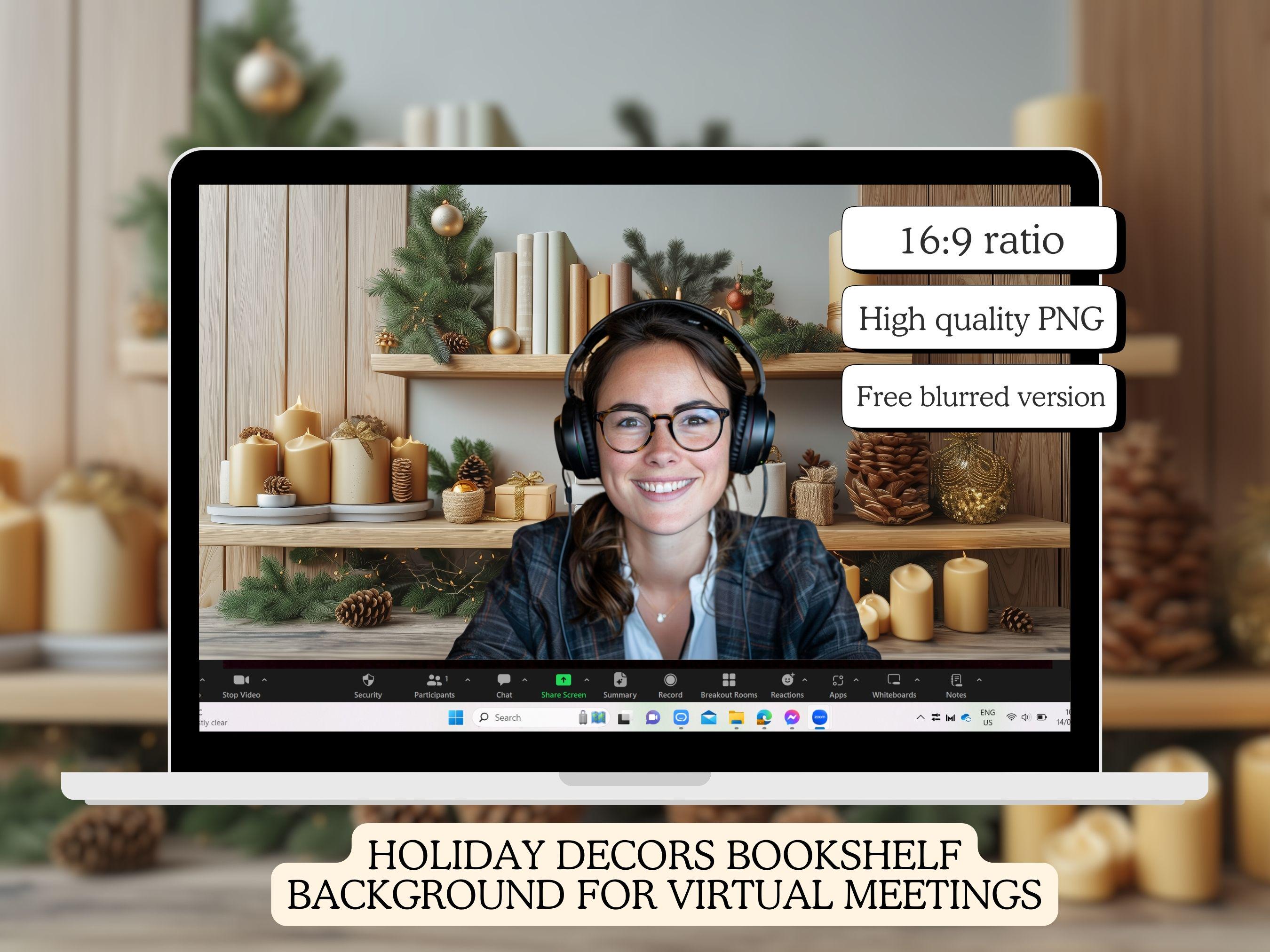 Christmas Backdrop for Online Meetings Zoom Backgrounds Bookshelf Decor ...