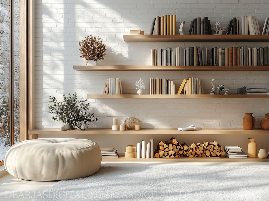 Cozy Winter Bookshelf Zoom Virtual Background | Perfect for Meetings ...
