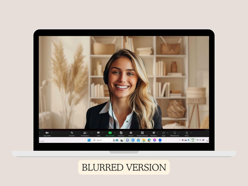 Boho Bookshelf Zoom Background | Cottagecore Home Office (digital ...