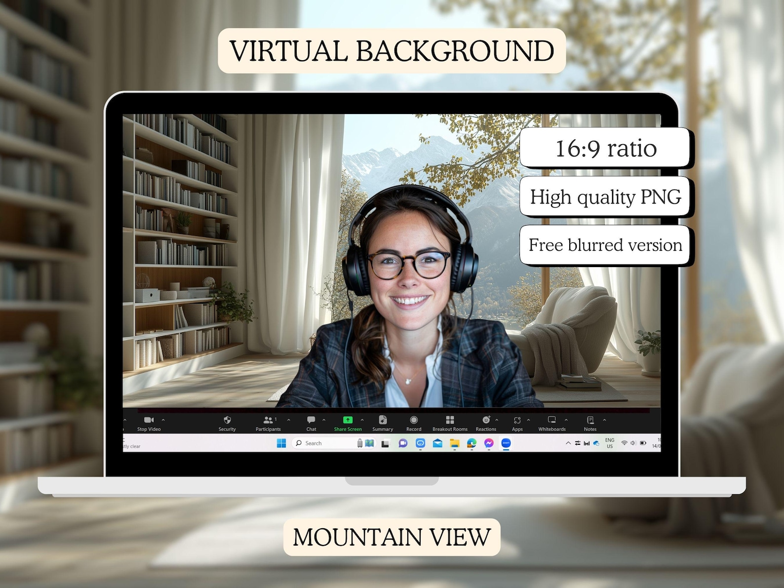 Zoom Background Mountain | Nature Digital Backdrop for Video Conference ...