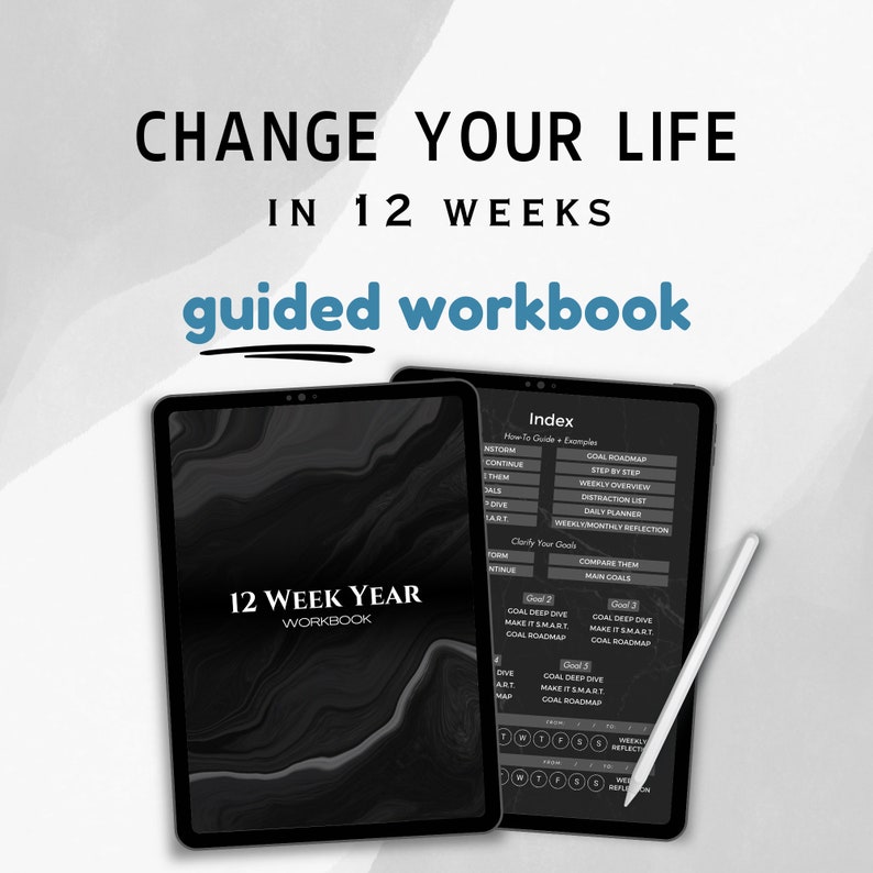 Dark Mode 12 Week Year Digital Workbook 90 Day Goal Planner 12-week ...
