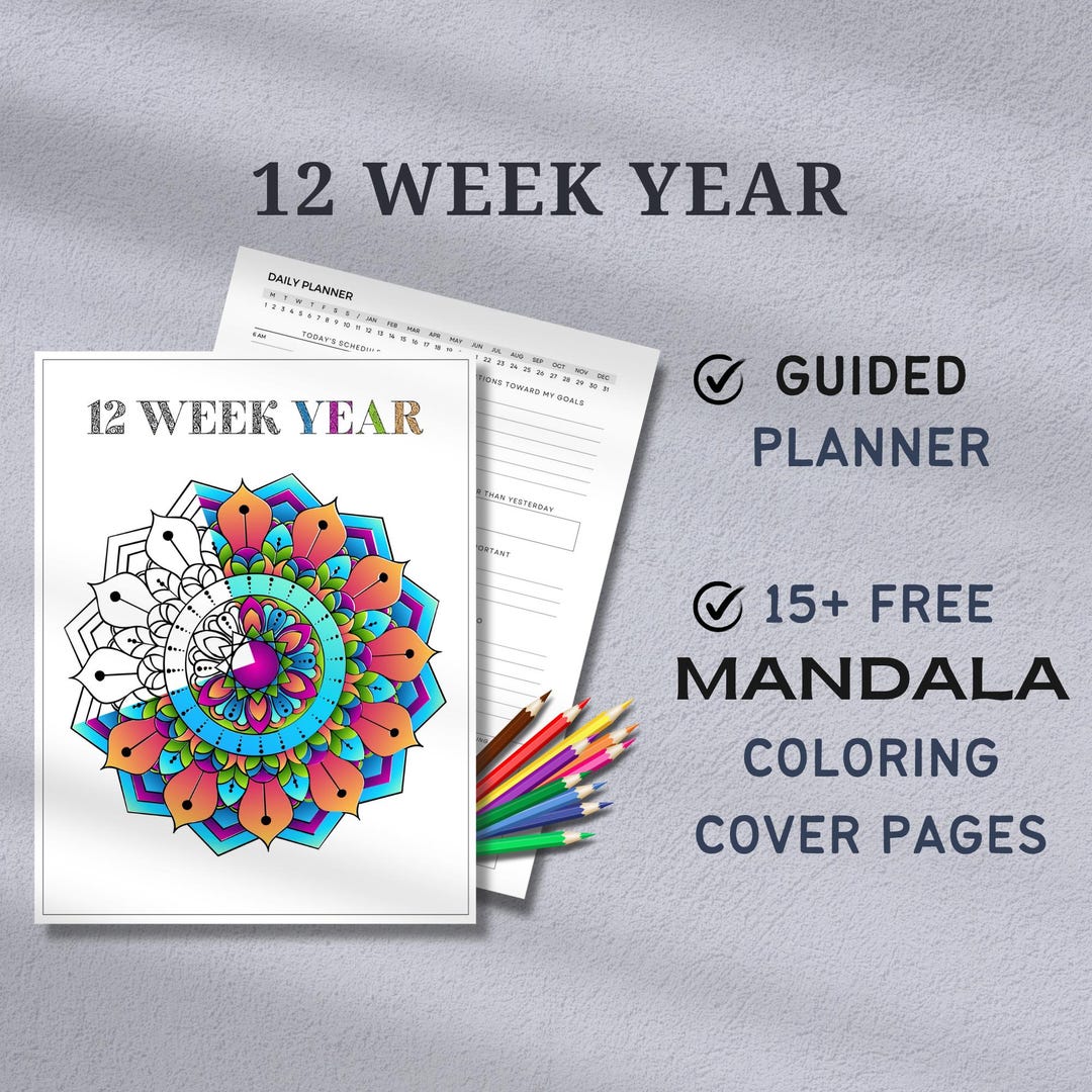 12 Week Year Planner Printable 90 Day Goal Planner Guided 12 Week Goal ...