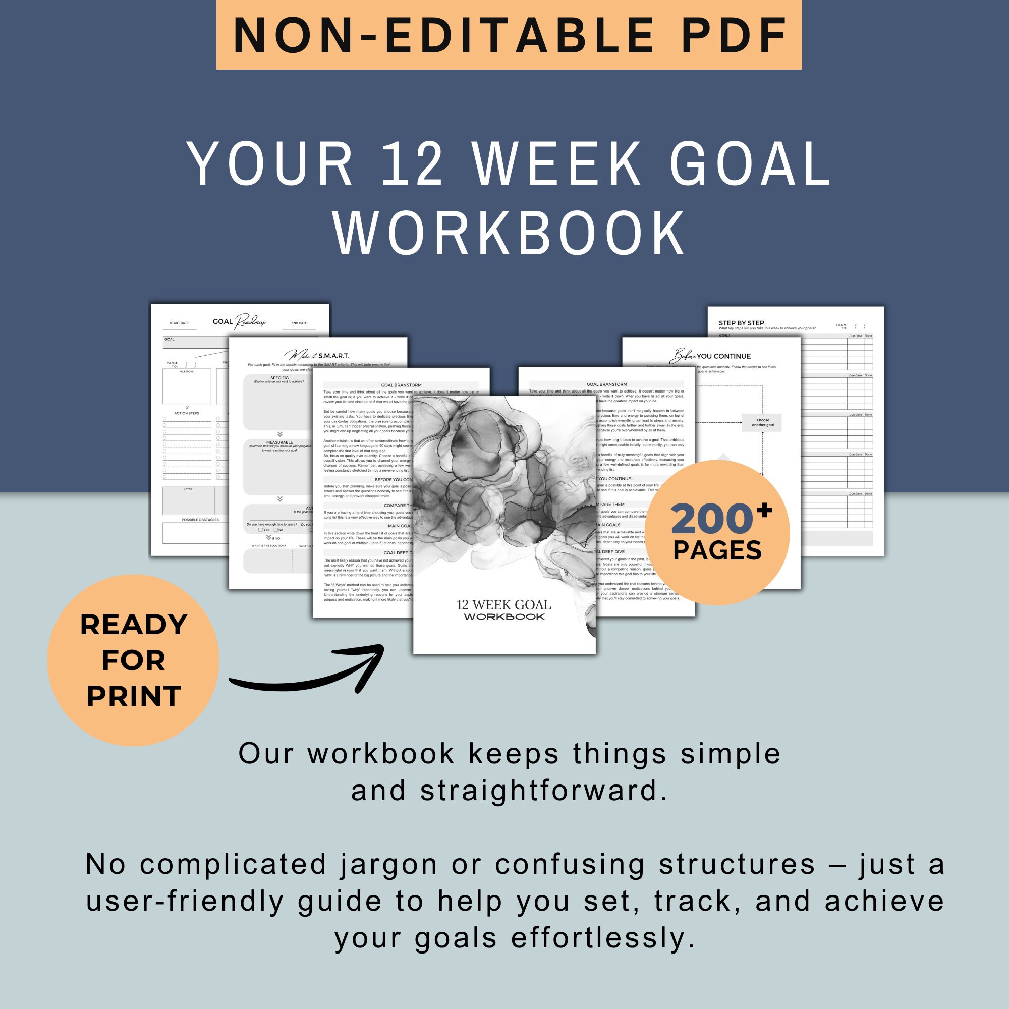 12 Week Goal Workbook 12 Week Year Printable 12 Week Planner 90 Day ...