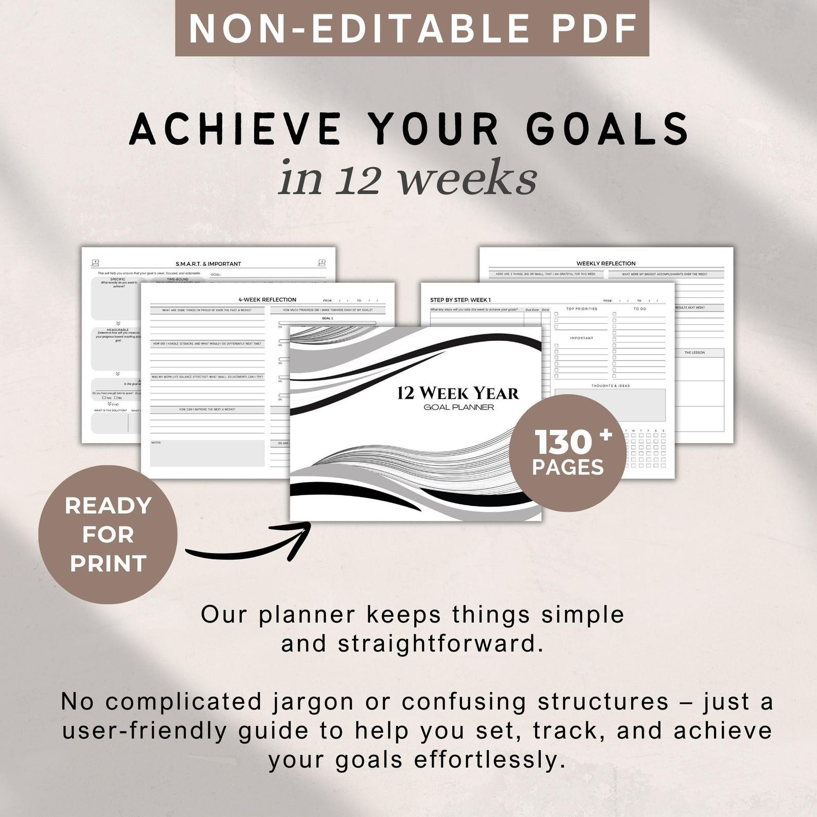 12 Week Year Planner Printable 12 Week Planner 90 Day Goal Planner ...