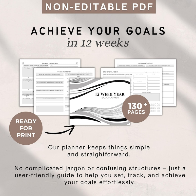 12 Week Year Planner Printable 12 Week Planner 90 Day Goal Planner ...
