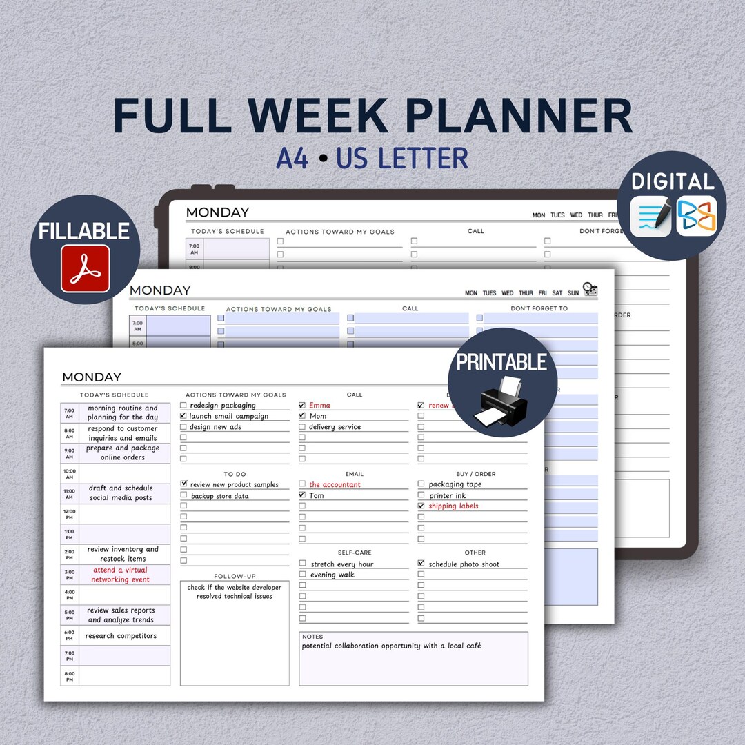 Work Week Planner Printable Weekly Schedule Template Weekly Planner ...