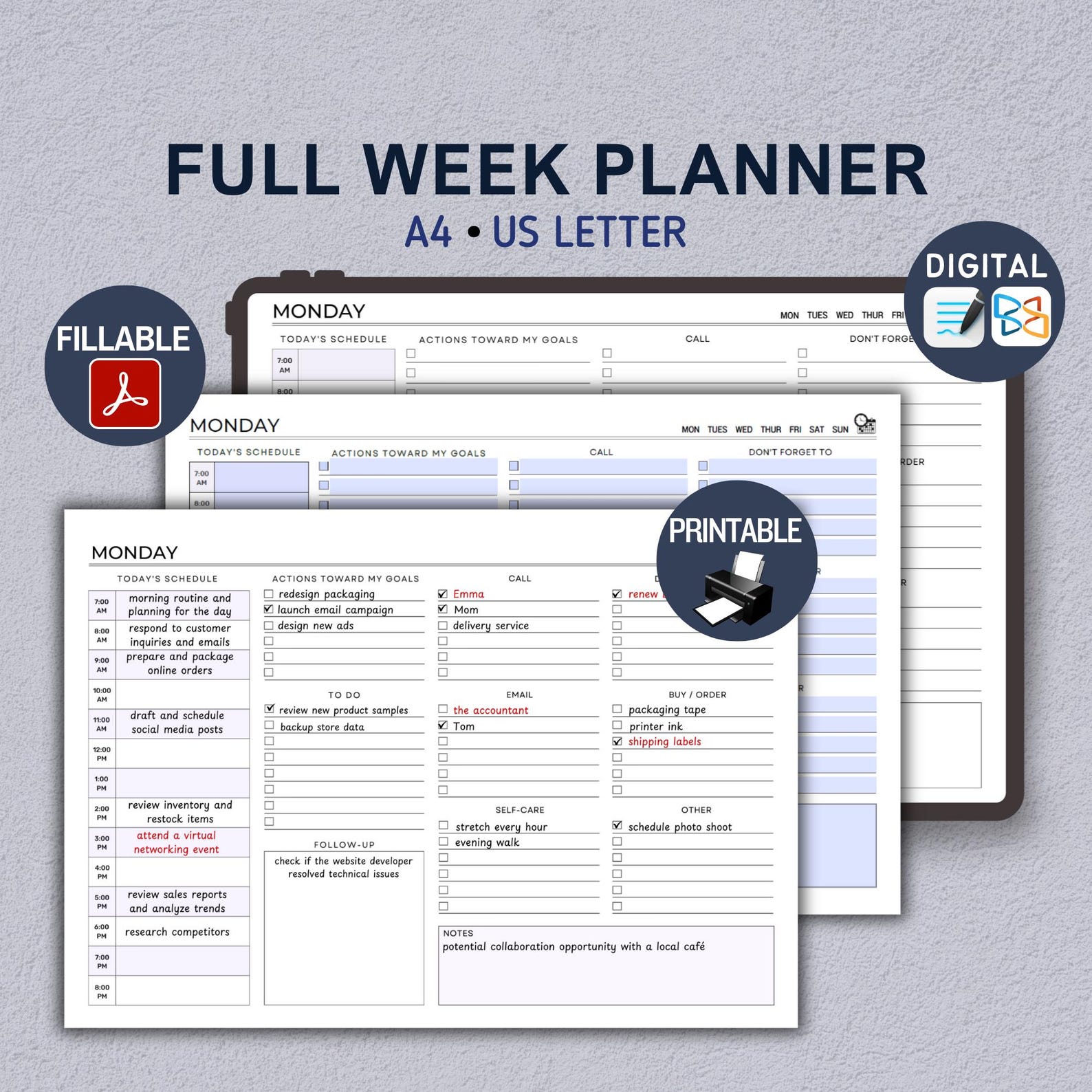 Work Week Planner Printable Weekly Schedule Template Weekly Planner ...