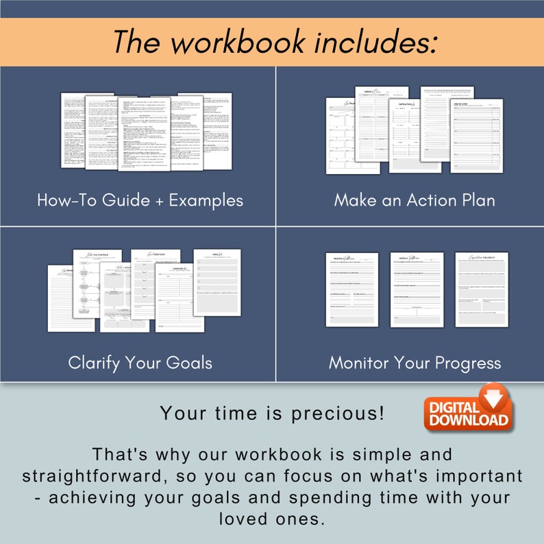 12 Week Goal Workbook 12 Week Year Printable 12 Week Planner 90 Day Goal Planner Printable Goal ...