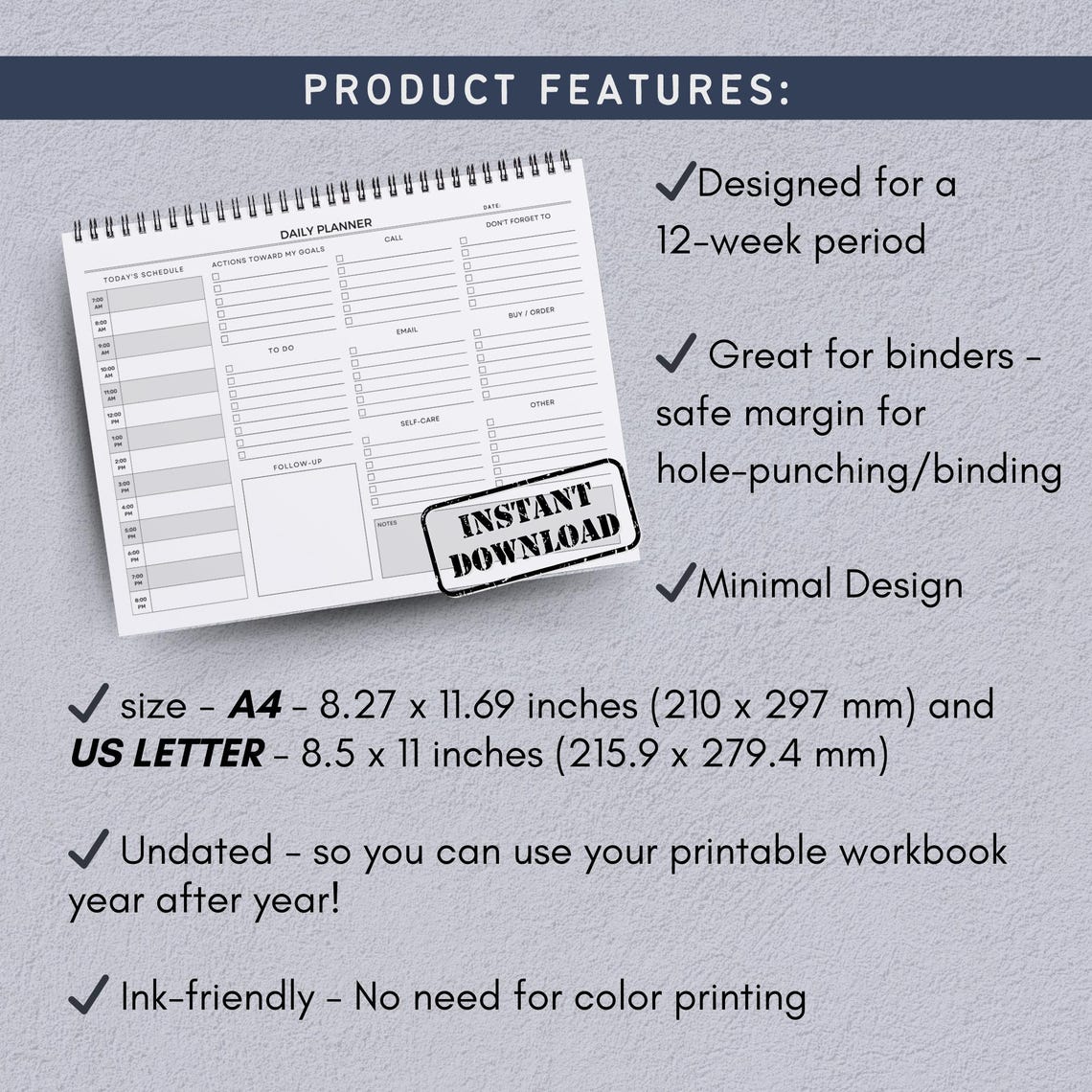 12 Week Year Planner | Printable 12 Week Planner 90 Day Goal Planner ...