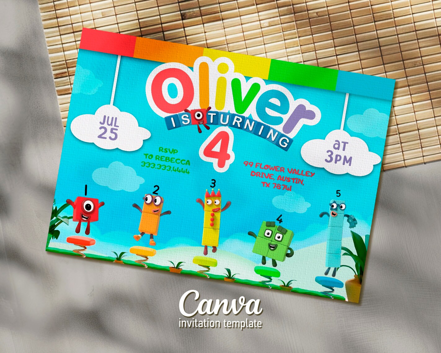Editable Printable Invitation, Numberblocks Birthday Invitation ...