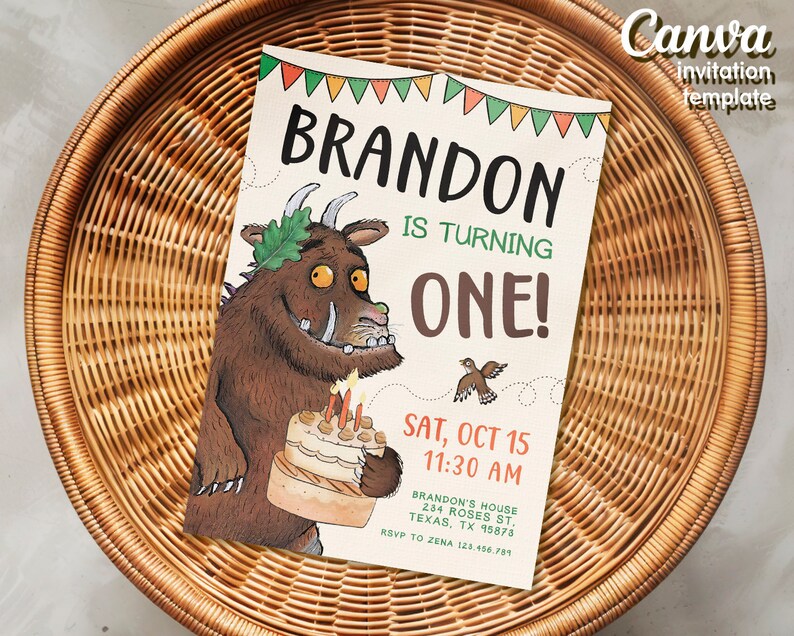 Gruffalo Birthday Invitation, Julia Donaldson Storybook Invitation ...