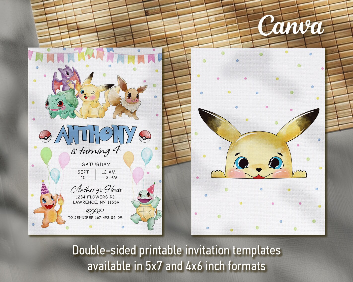 Printable Birthday Pokemon Invitation, Pikachu B-day Invite, Pokemone ...