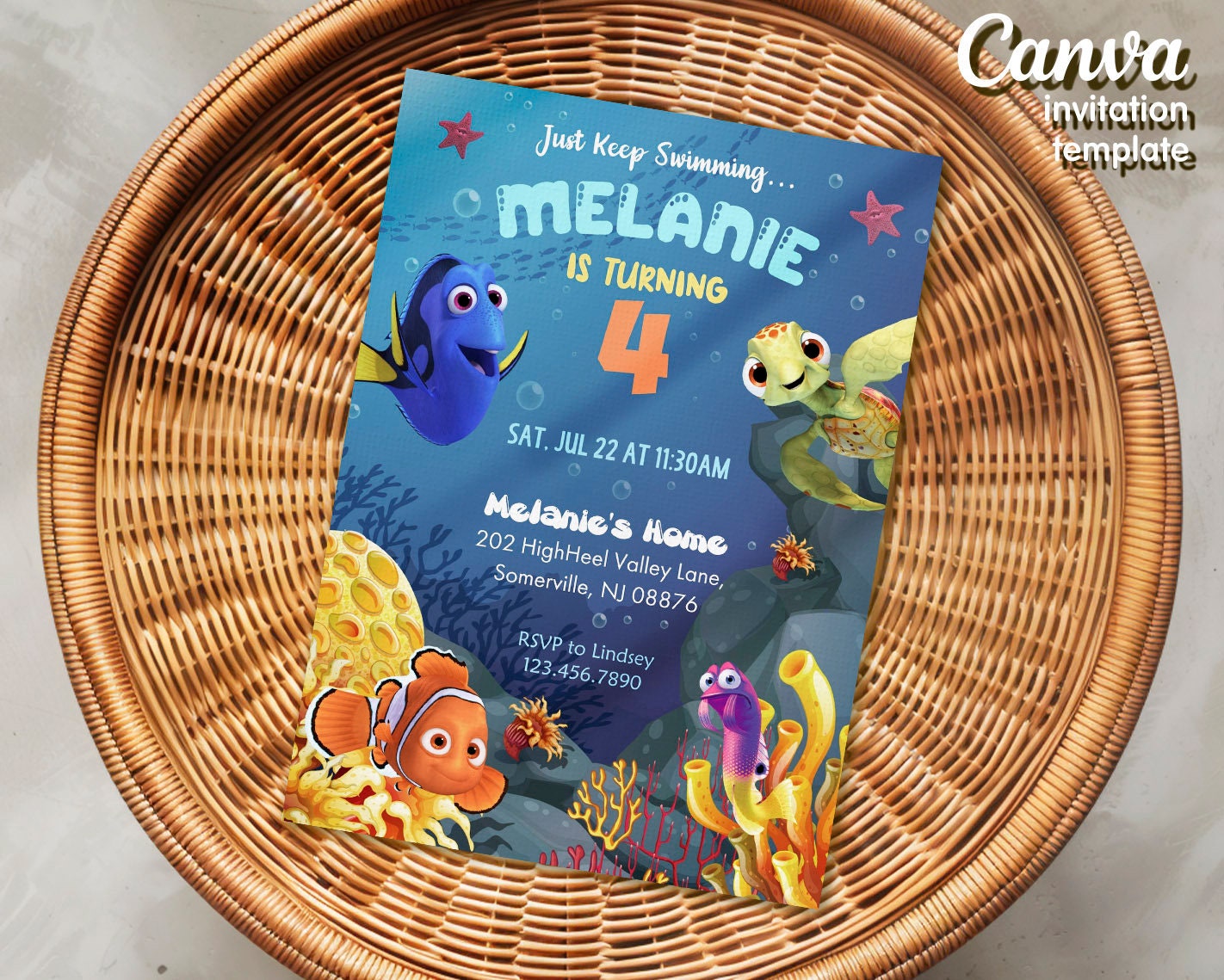 Printable Boy Birthday Invitation Nemo Birthday Invite Editable ...