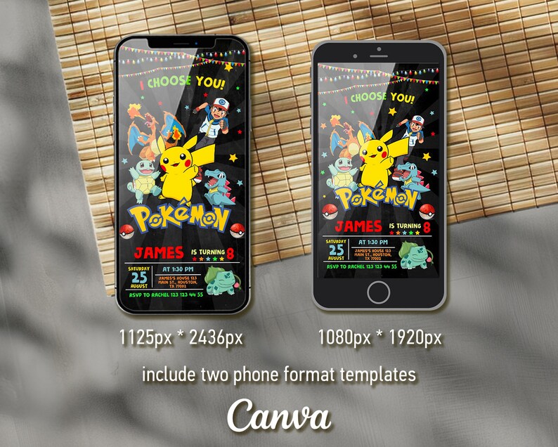 Invitación de cumpleaños imprimible de Pokemon, invitación del día b de ...