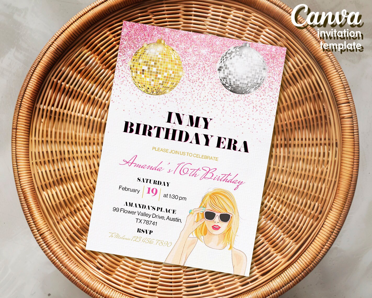 The Eras Tour Birthday Party, Printable Taylor Swift Birthday Invite ...