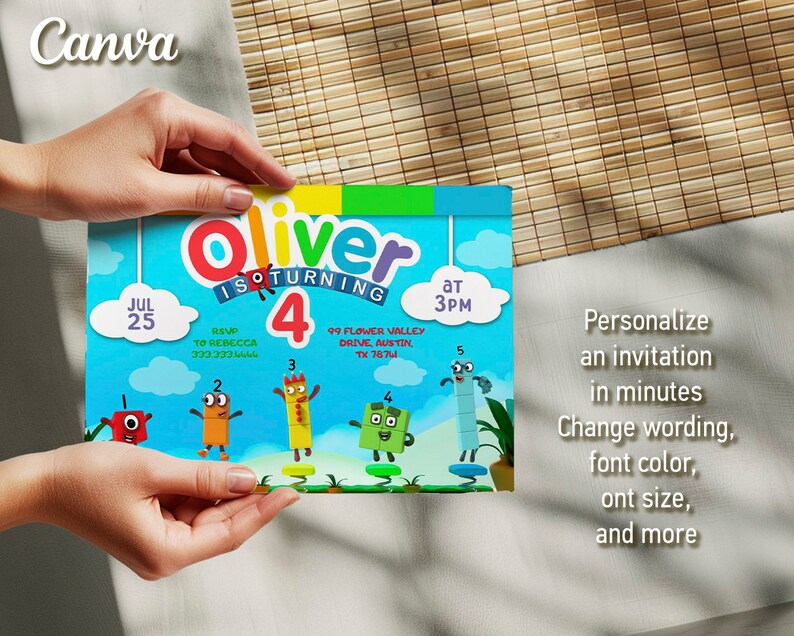 Editable Printable Invitation, Numberblocks Birthday Invitation ...