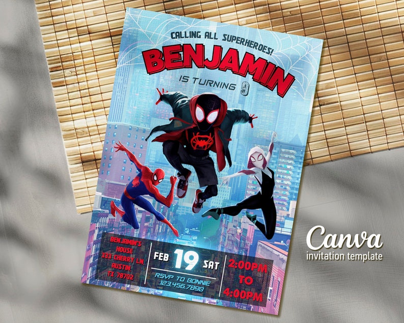 Printable Birthday Invitation, Spider-verse Invite, Spiderman ...