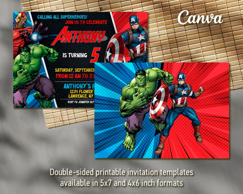 Printable Birthday Invitation, Avengers Invite, Spiderman Invite ...