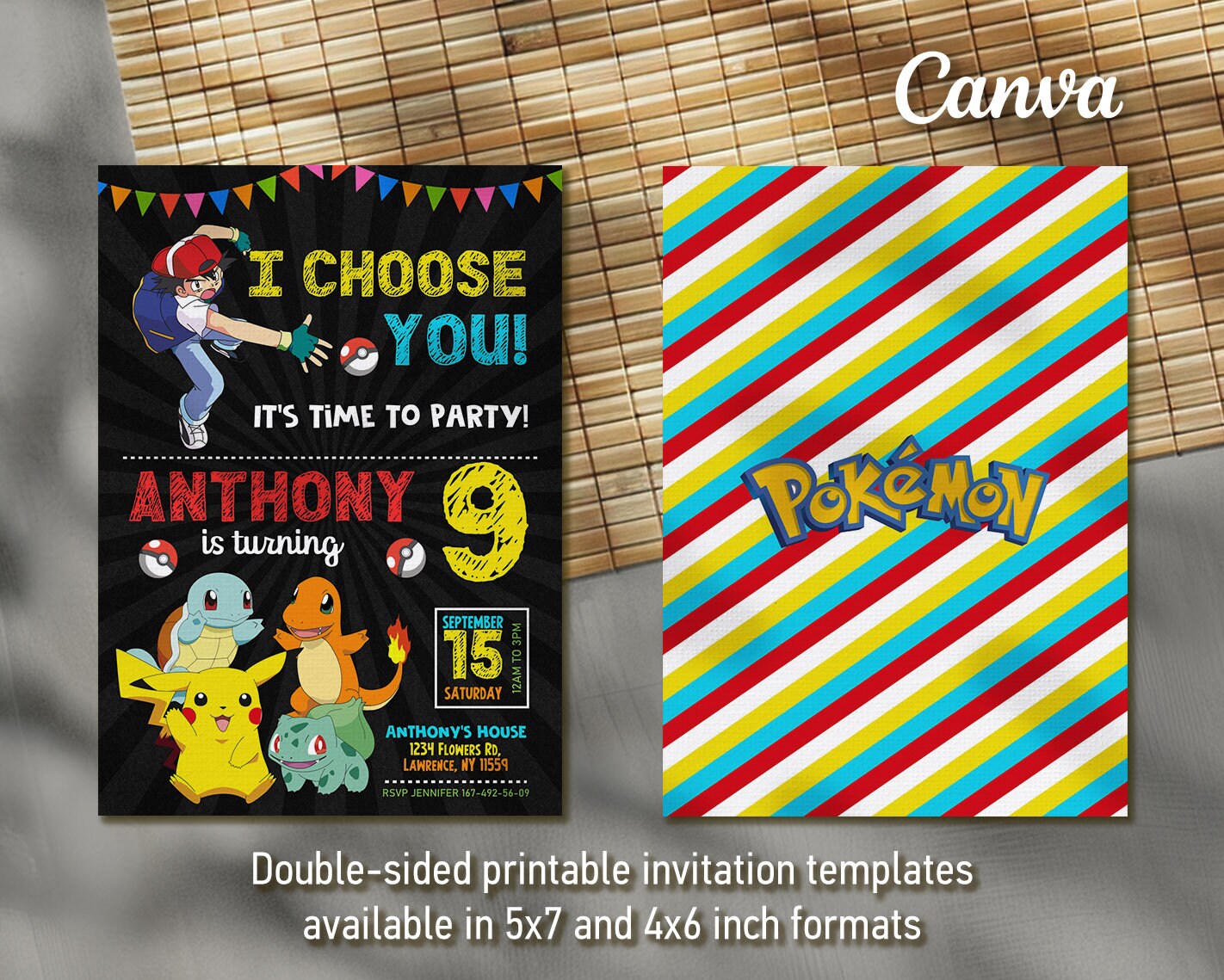 Printable Birthday Pokemon Invitation, Pikachu B-day Invite, Pokemone ...