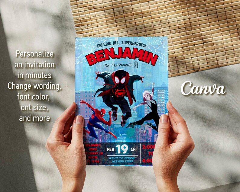 Printable Birthday Invitation, Spider-verse Invite, Spiderman ...