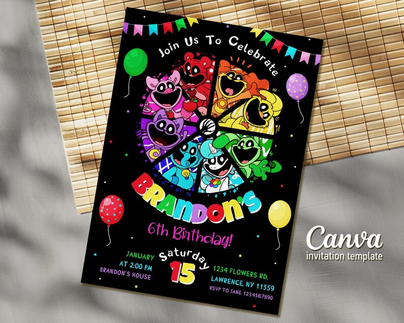 Printable Smiling Critters Invitation, Smiling Critters Party, Editable ...