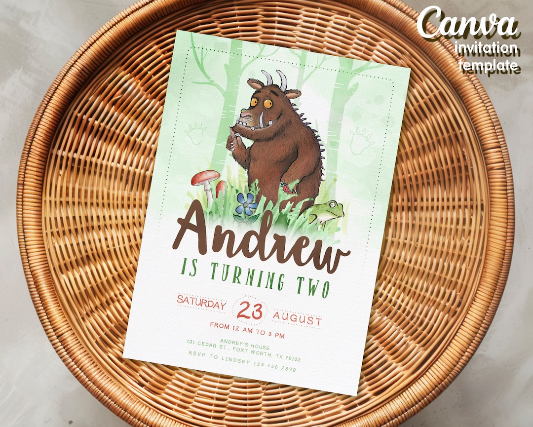 Gruffalo Birthday Invitation, Julia Donaldson Storybook Invitation ...