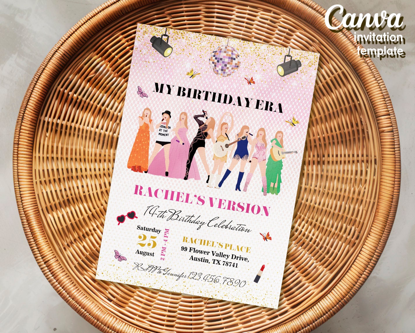 The Eras Tour Birthday Party, Printable Taylor Swift Birthday Invite ...