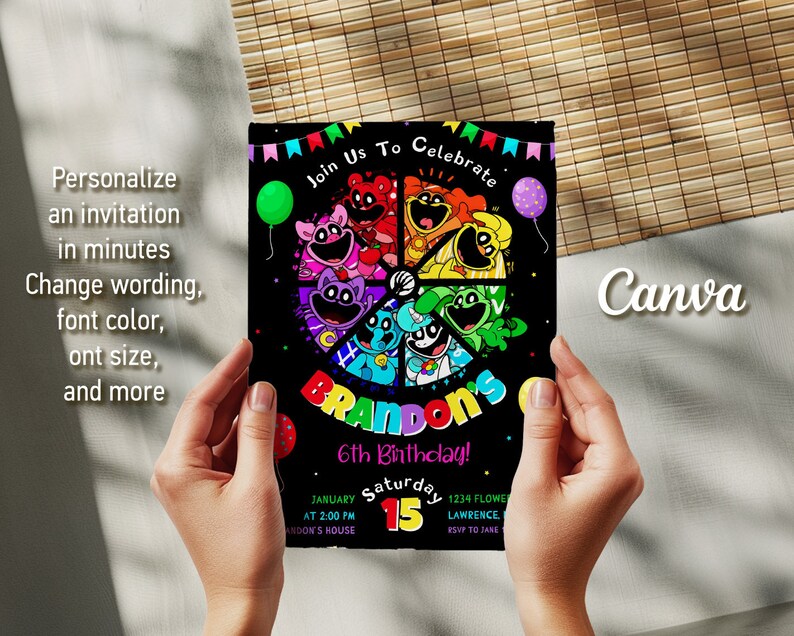 Printable Smiling Critters Invitation, Smiling Critters Party, Editable ...