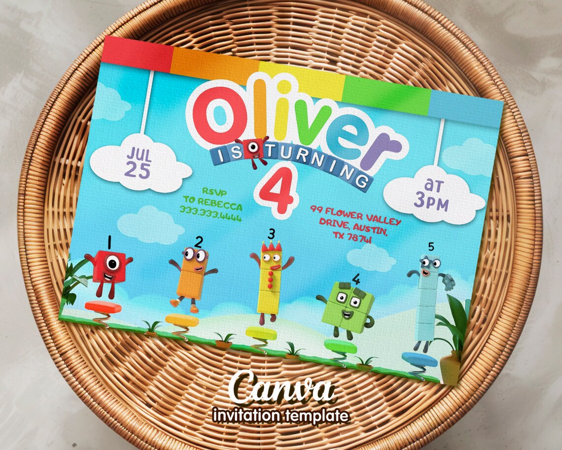 Editable Printable Invitation, Numberblocks Birthday Invitation ...