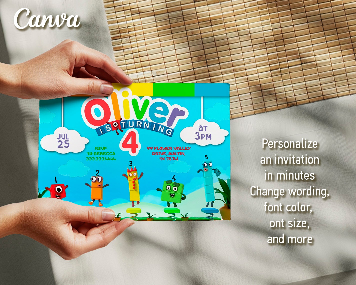 Editable Printable Invitation, Numberblocks Birthday Invitation ...