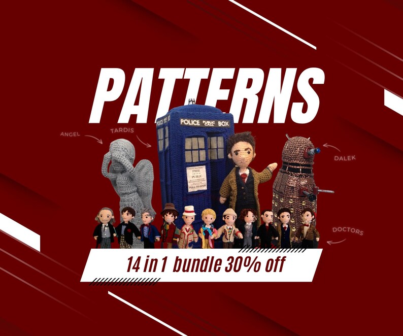 Doctor Who 14 in 1 Crochet Pattern Bundle TARDIS, Daleks, Weeping ...