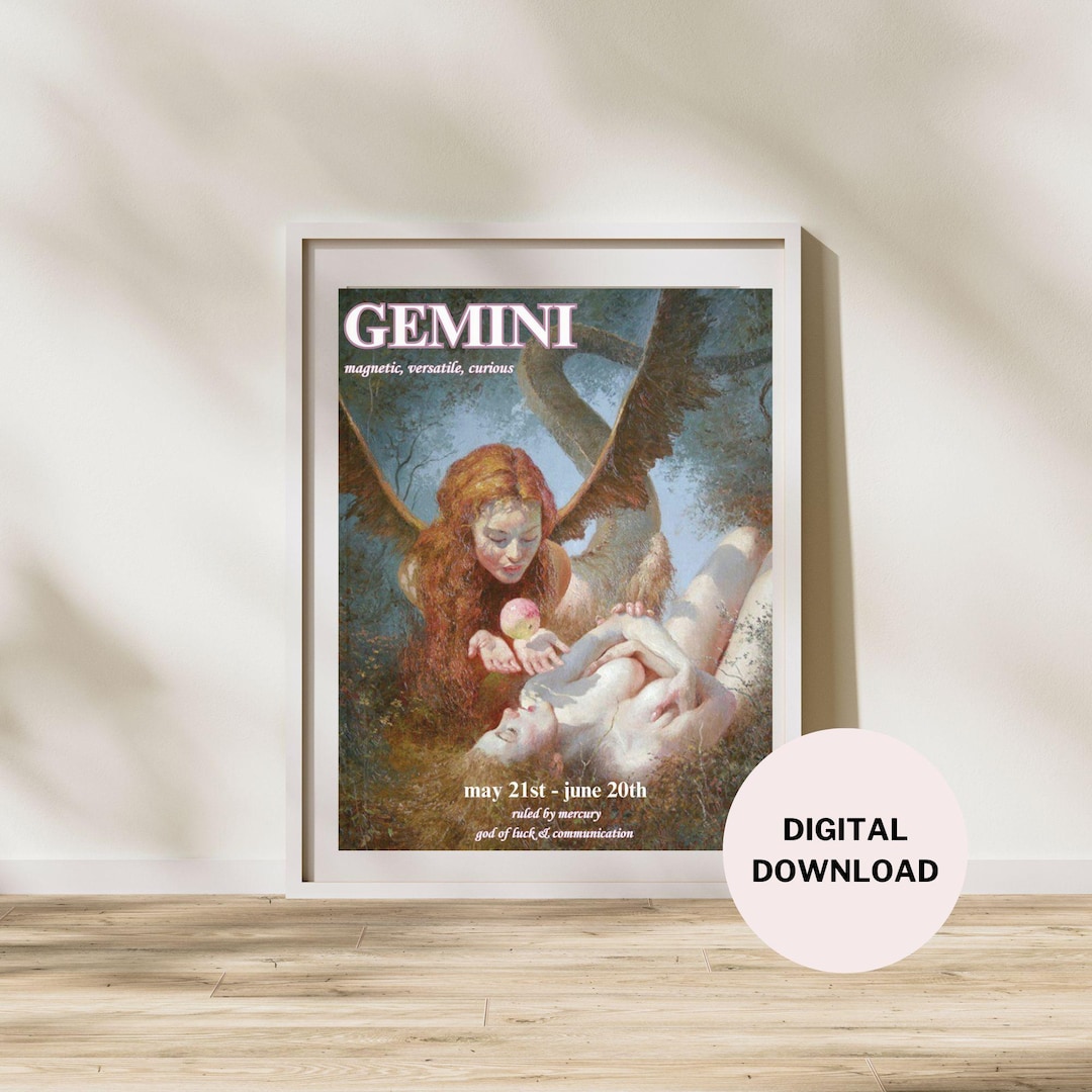 Gemini Print, Gemini Zodiac Print, Gemini Aesthetic Poster, Gemini Art ...