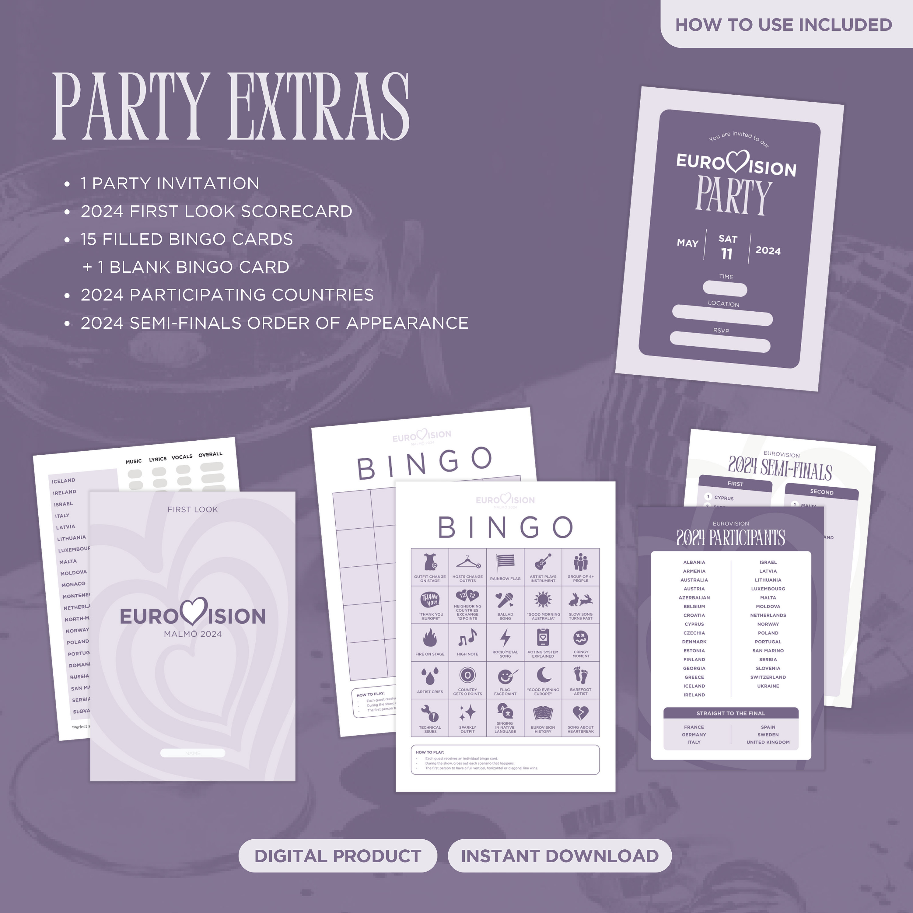 Printable Eurovision 2024 Party Bundle Eurovision Scorecard Eurovision ...